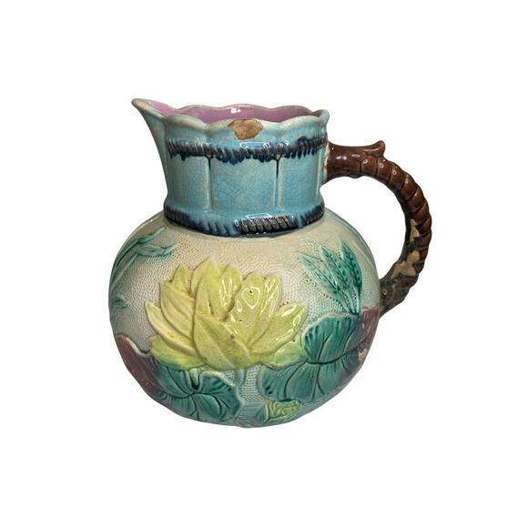 Unbranded | Kitchen | Antique Majolica Water Lily Pond Rope Pitcher ...